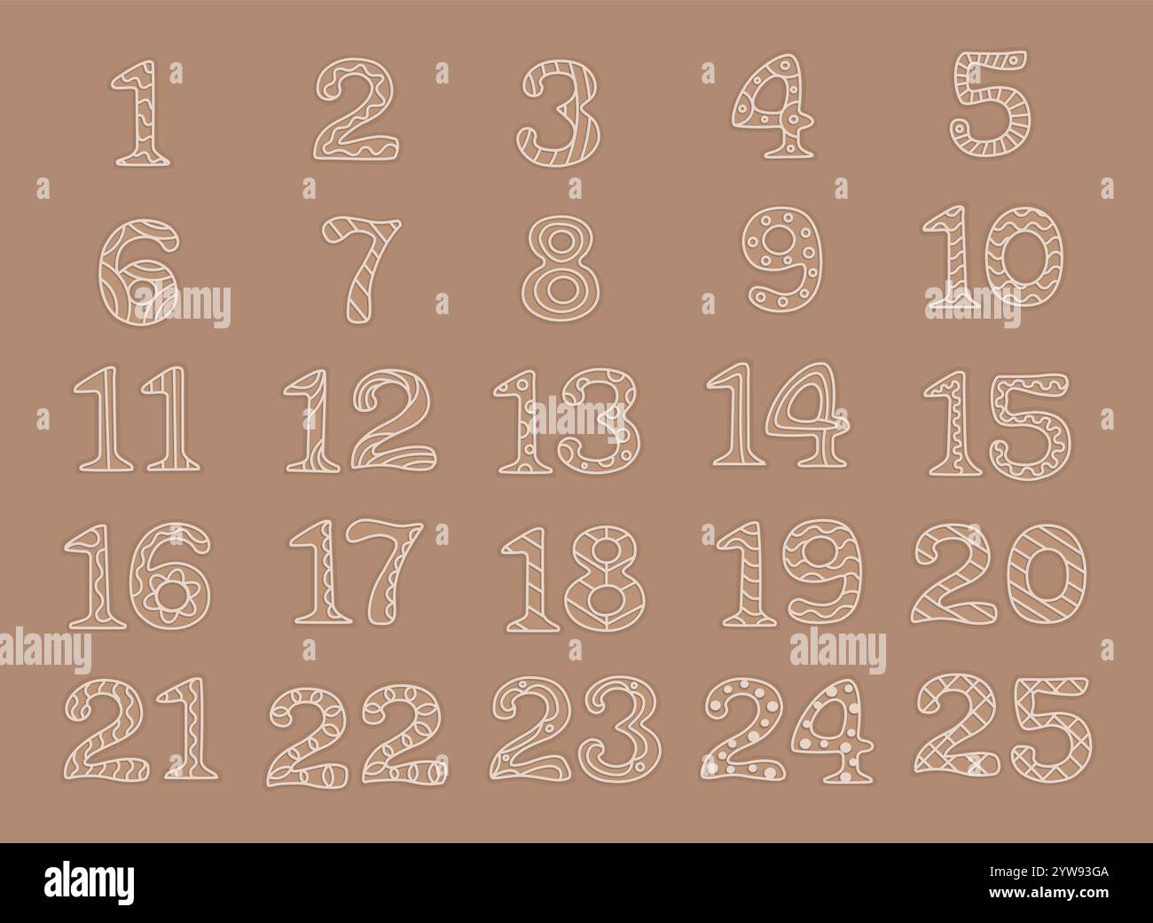 Christmas gingerbread cookie advent calendar shapes. Winter homemade ...