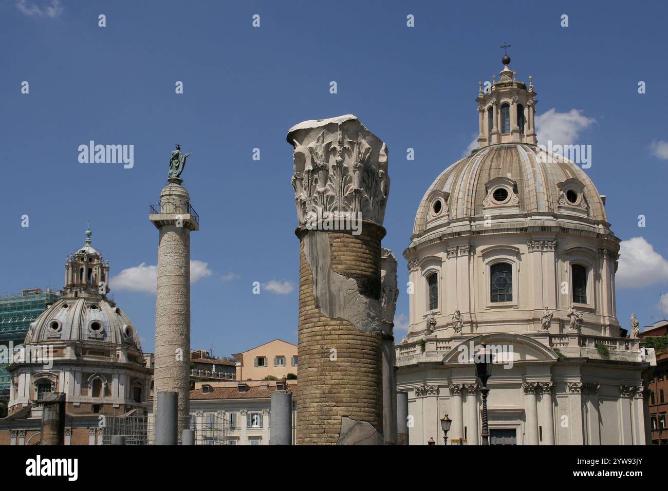 Italy. Rome. Forum of Trajan. View of Trajan's Column, ruins of ...