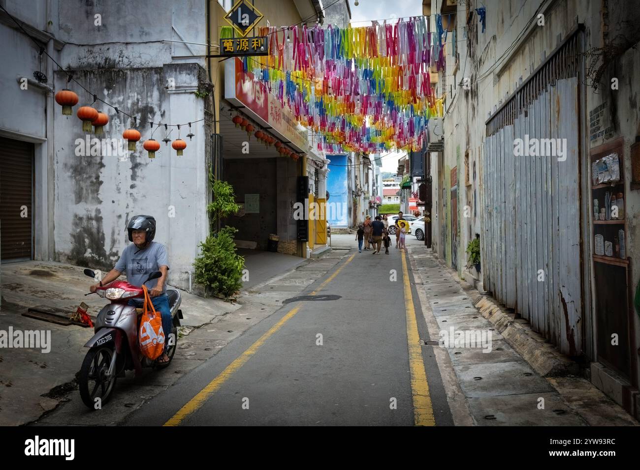 Concubine Lane, historical street, Ipoh, Malaysia. Colorful ribbons ...