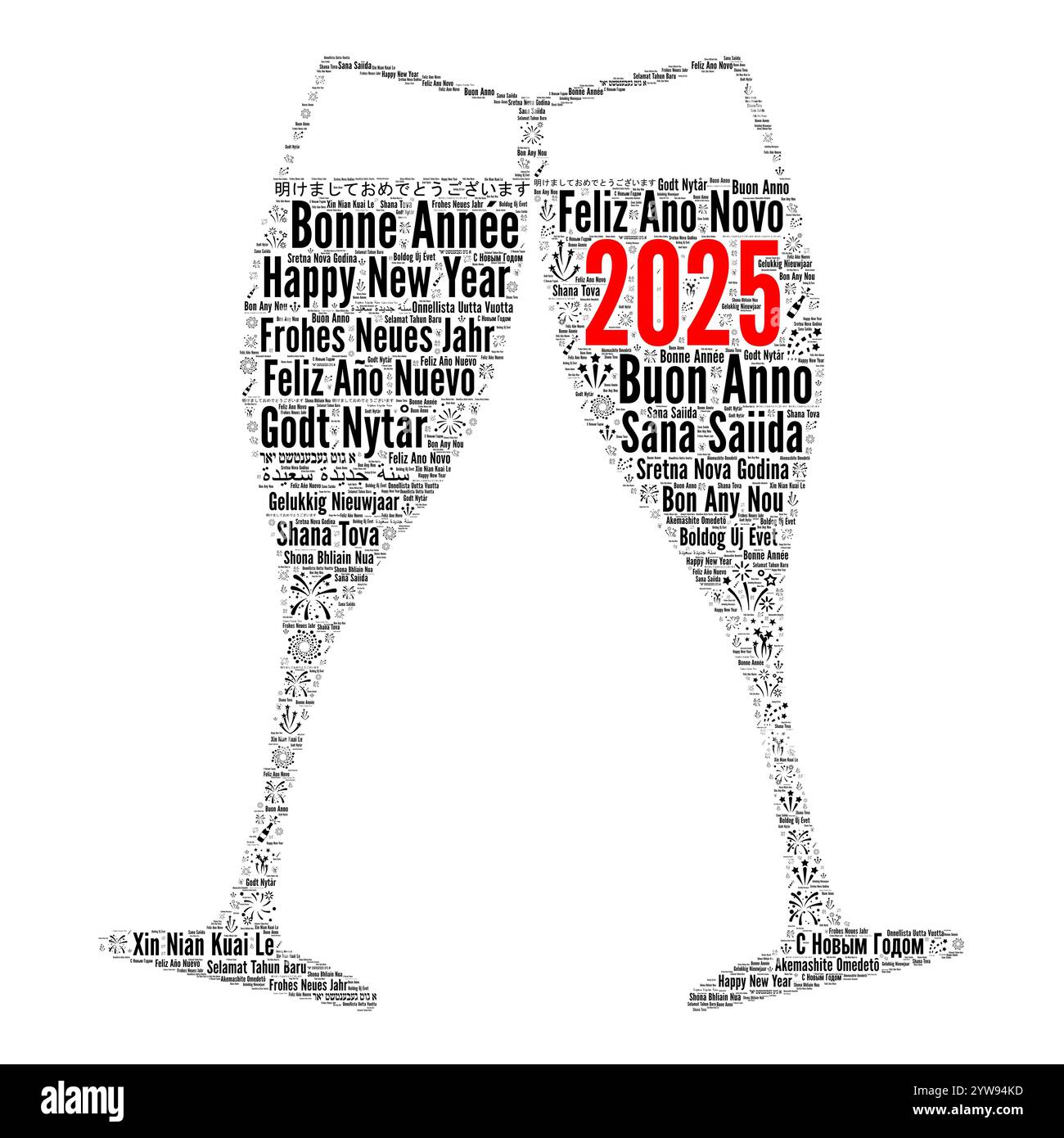Happy New Year 2025 in different languages Stock Photo - Alamy