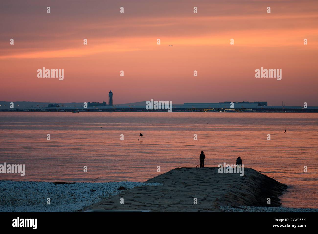 Sunset view of Kansai International Airport in Osaka, Japan. KIX is ...