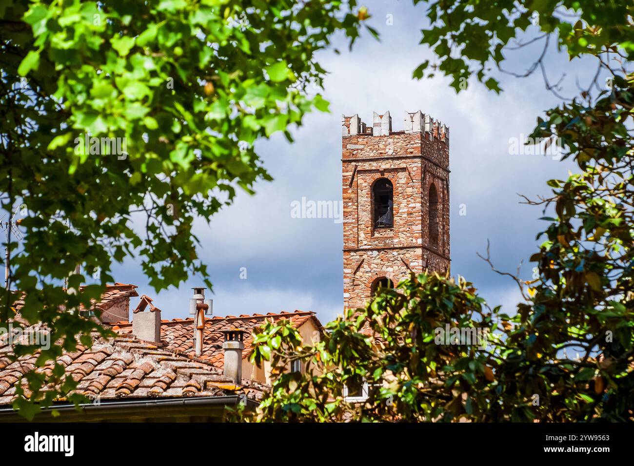 Church of Ss John and Reparata ancient belfry in the shape of medieval ...
