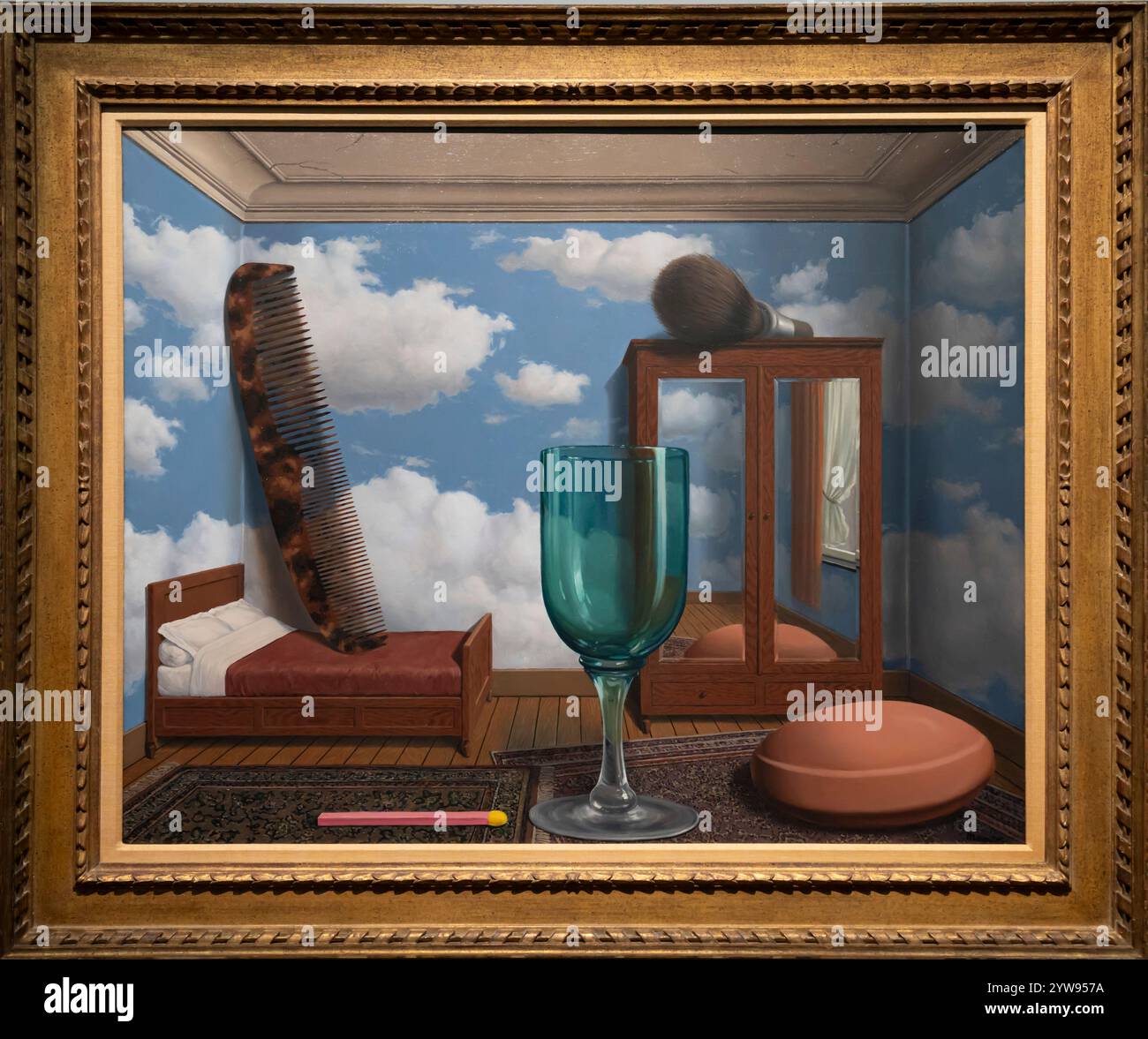 Paris, France - 11 09 2024: Surrealism exposition. Personal Values painted by René Magritte ...
