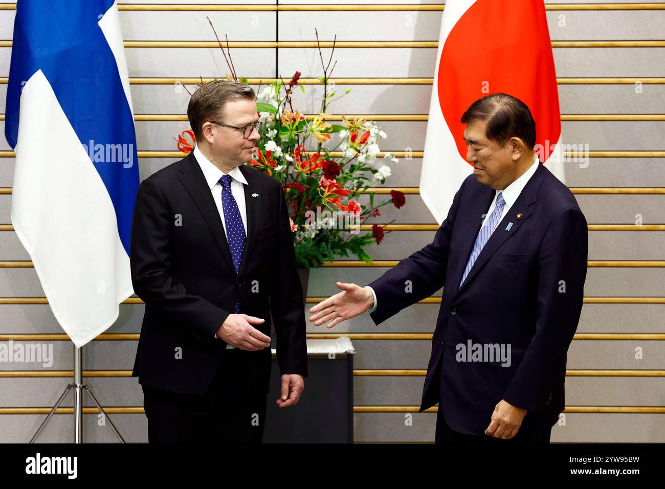 Finland Prime Minister Petteri Orpo, left, meets Japan's Prime Minister ...