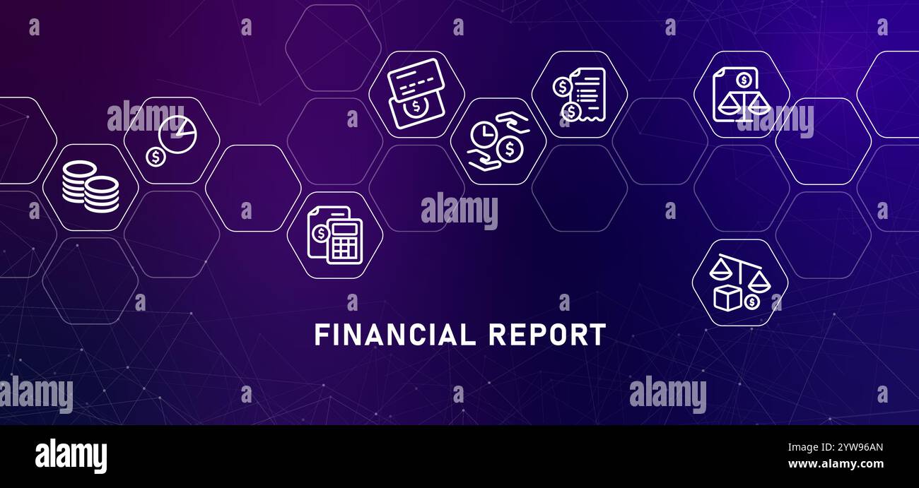 Financial report gradient header layout business document of income ...