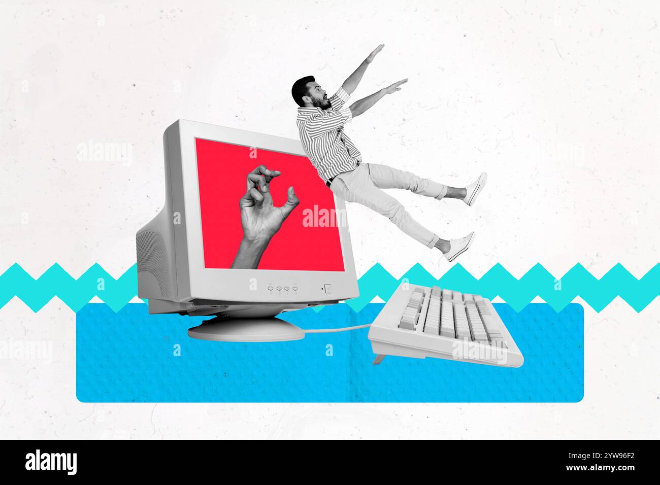 Trend artwork composite banner 3D photo collage of vintage computer ...