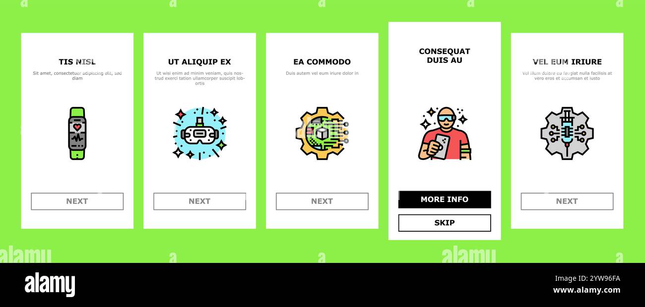 tech enthusiast geek nerd man onboarding icons set vector Stock Vector ...