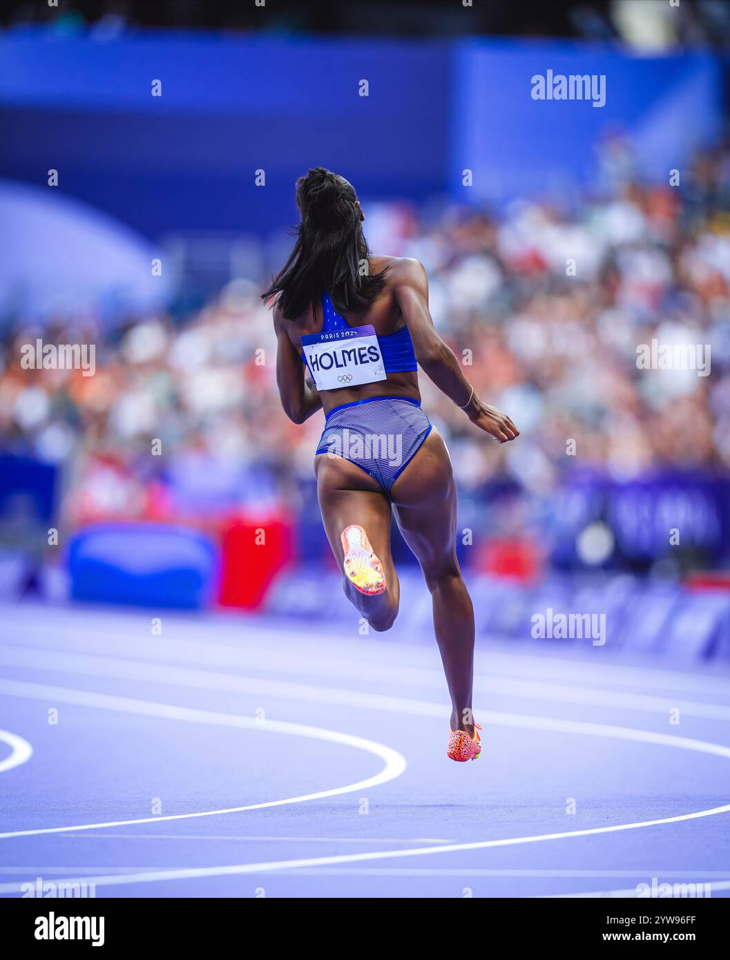 Alexis Holmes participating in the 400 meters at the Paris 2024 Olympic ...