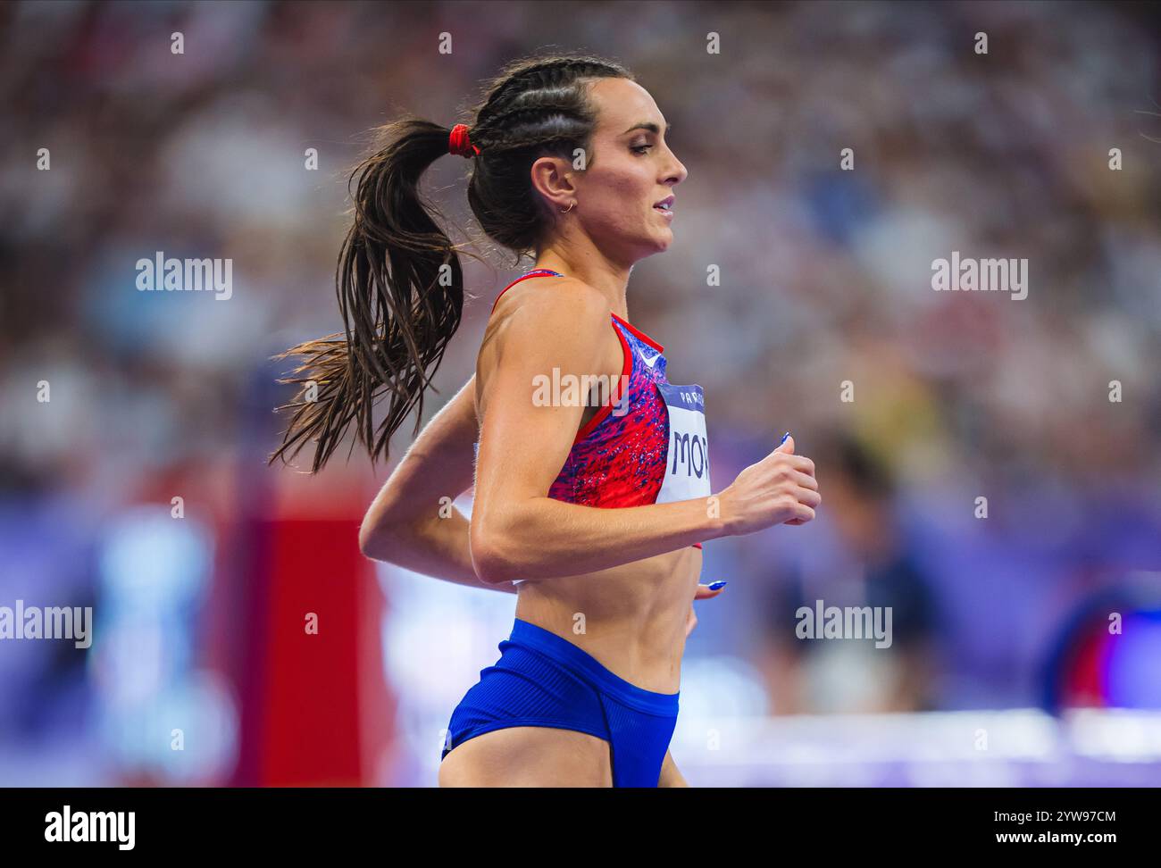 Whittni Morgan participating in the 1500 meters at the Paris 2024 ...