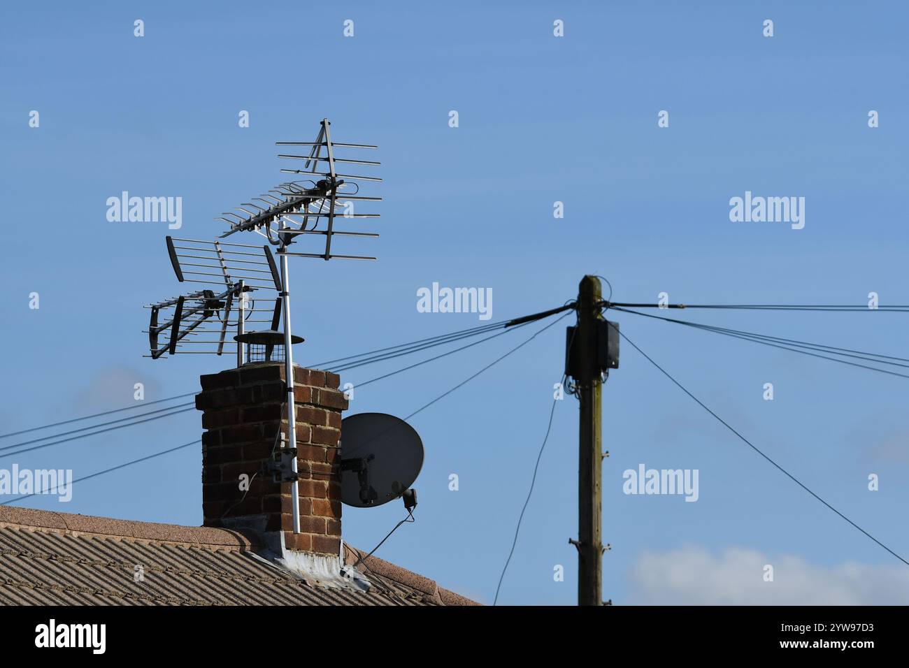 two television aerials on the roof Stock Photo - Alamy