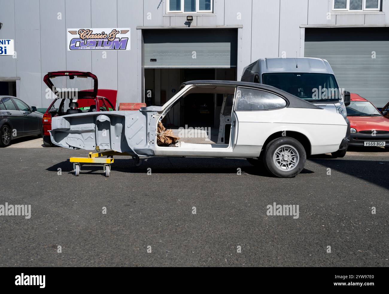 The 'Minder' TV show Ford Capri after it caught fire, caused by an ...
