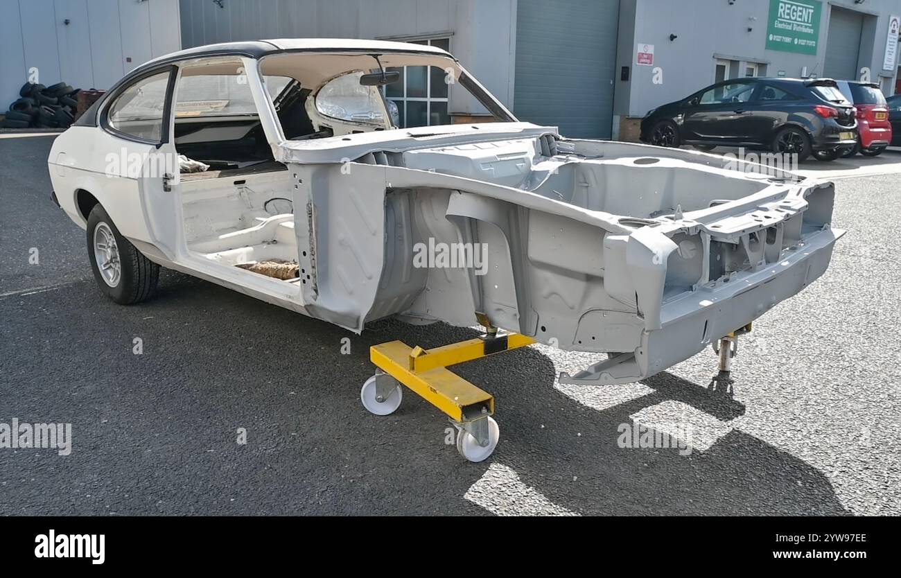 The 'Minder' TV show Ford Capri after it caught fire, caused by an ...