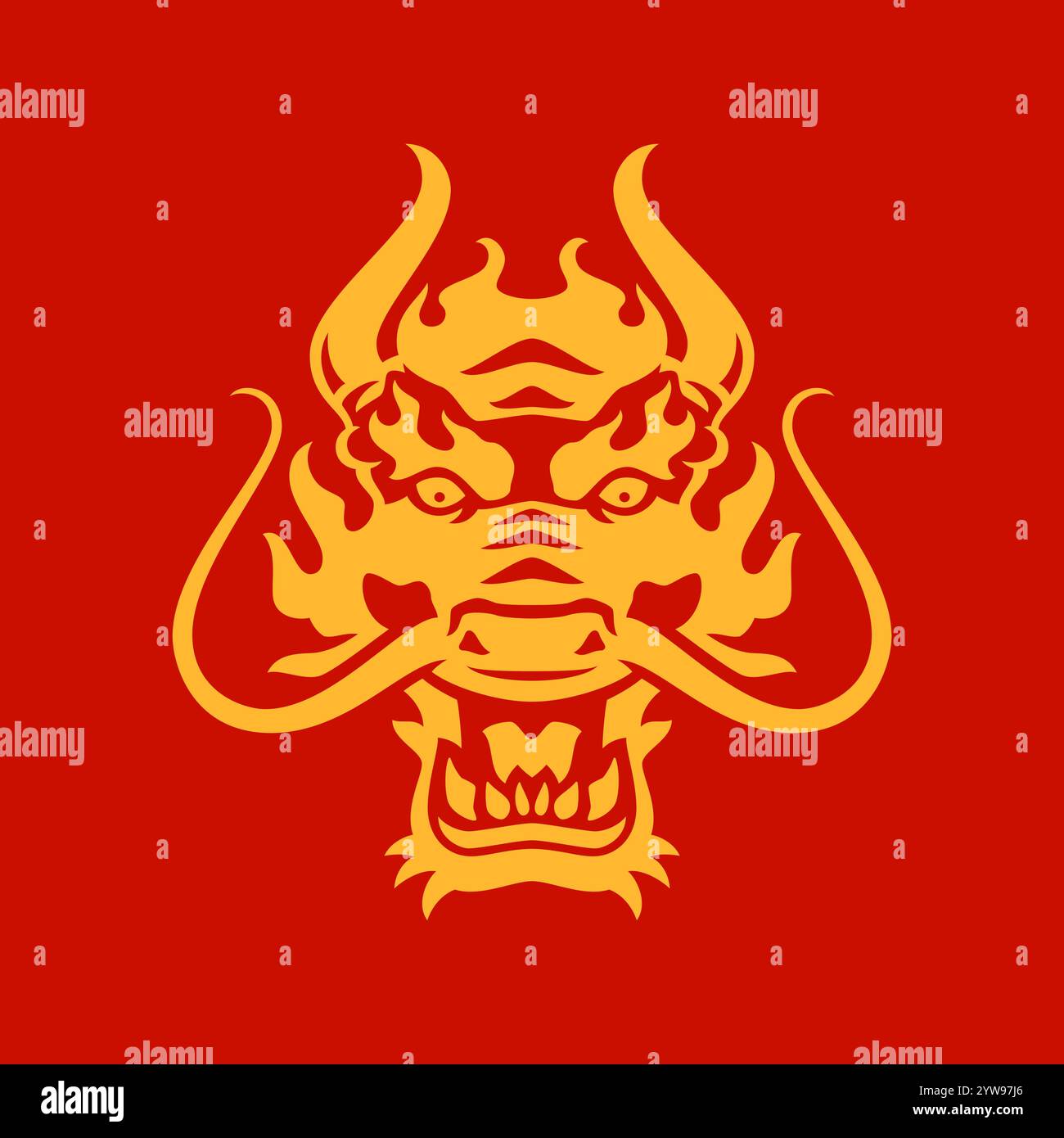 Golden dragon with mustache head muzzle Chinese New Year prosperity ...
