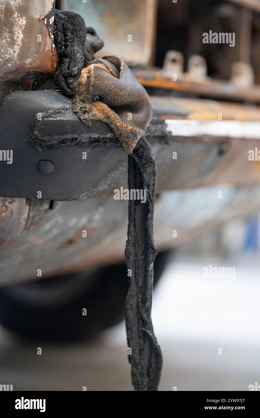 The 'Minder' TV show Ford Capri after it caught fire, caused by an ...