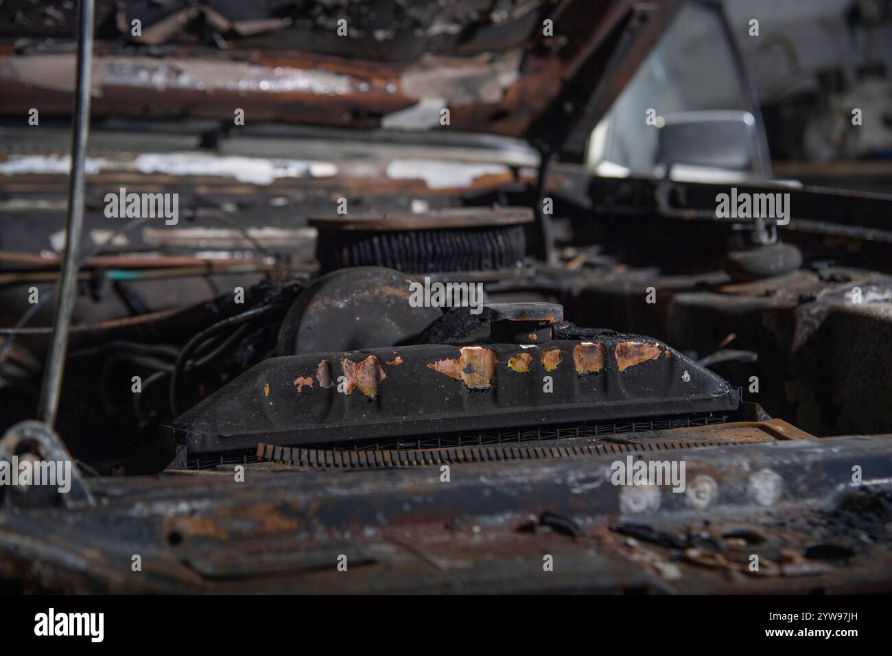 The 'Minder' TV show Ford Capri after it caught fire, caused by an ...