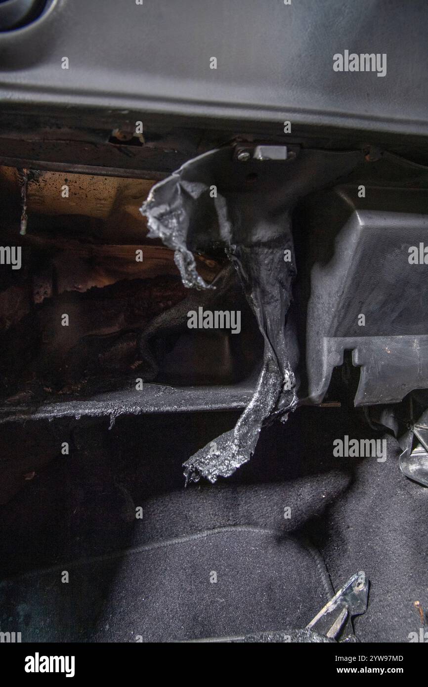 The 'Minder' TV show Ford Capri after it caught fire, caused by an ...