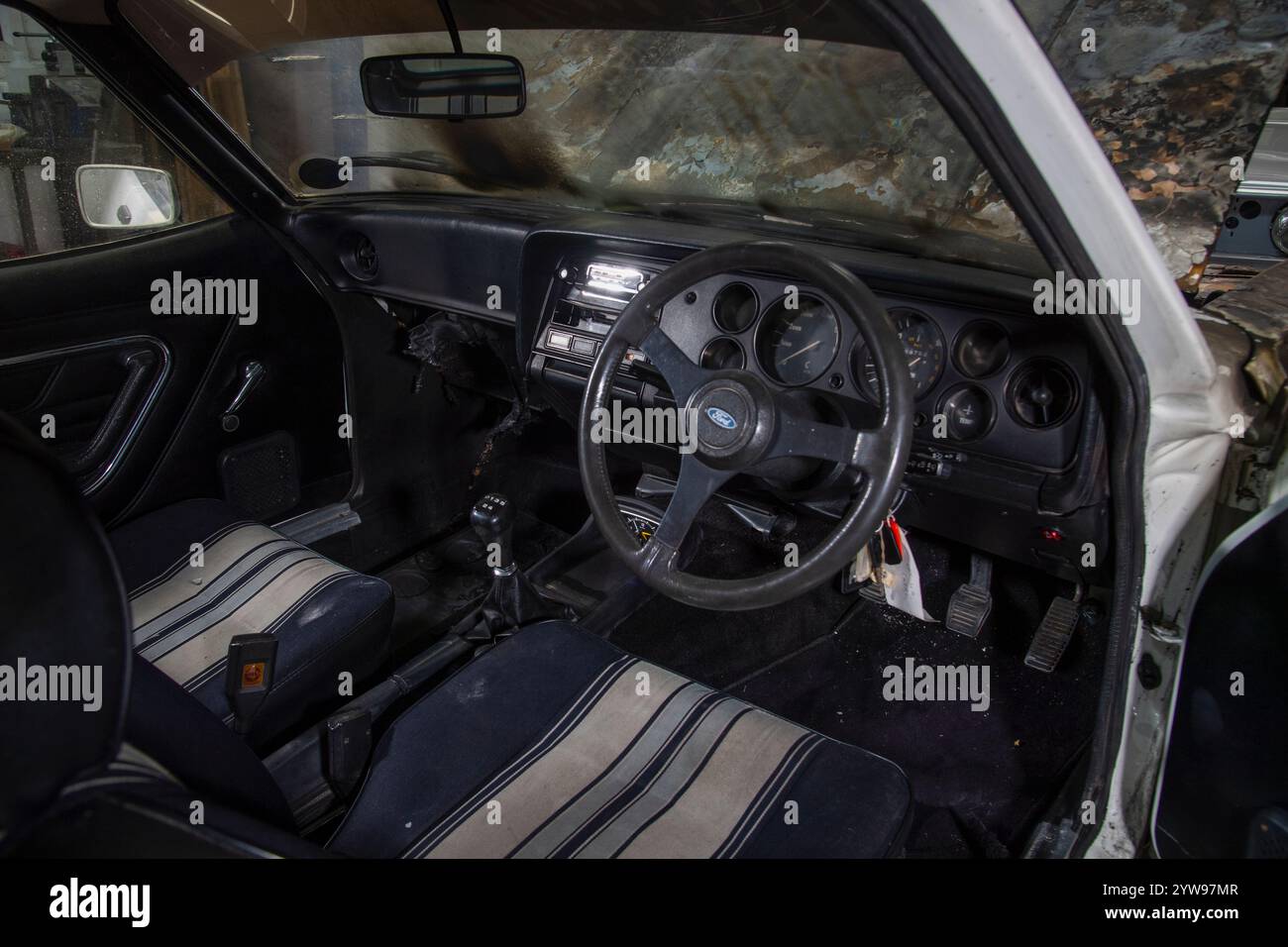 The 'Minder' TV show Ford Capri after it caught fire, caused by an ...