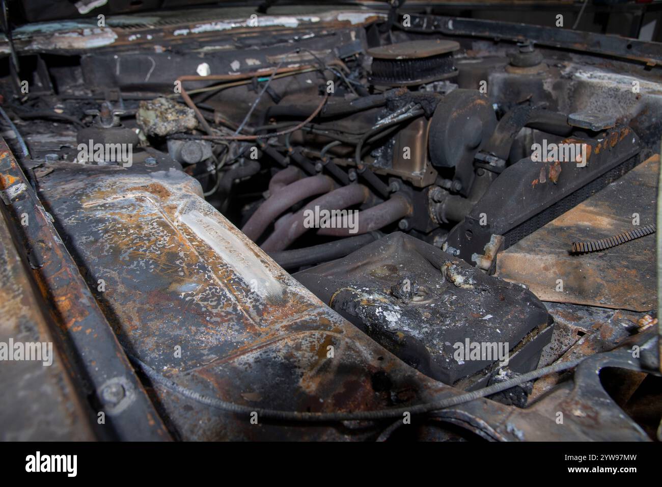 The 'Minder' TV show Ford Capri after it caught fire, caused by an ...