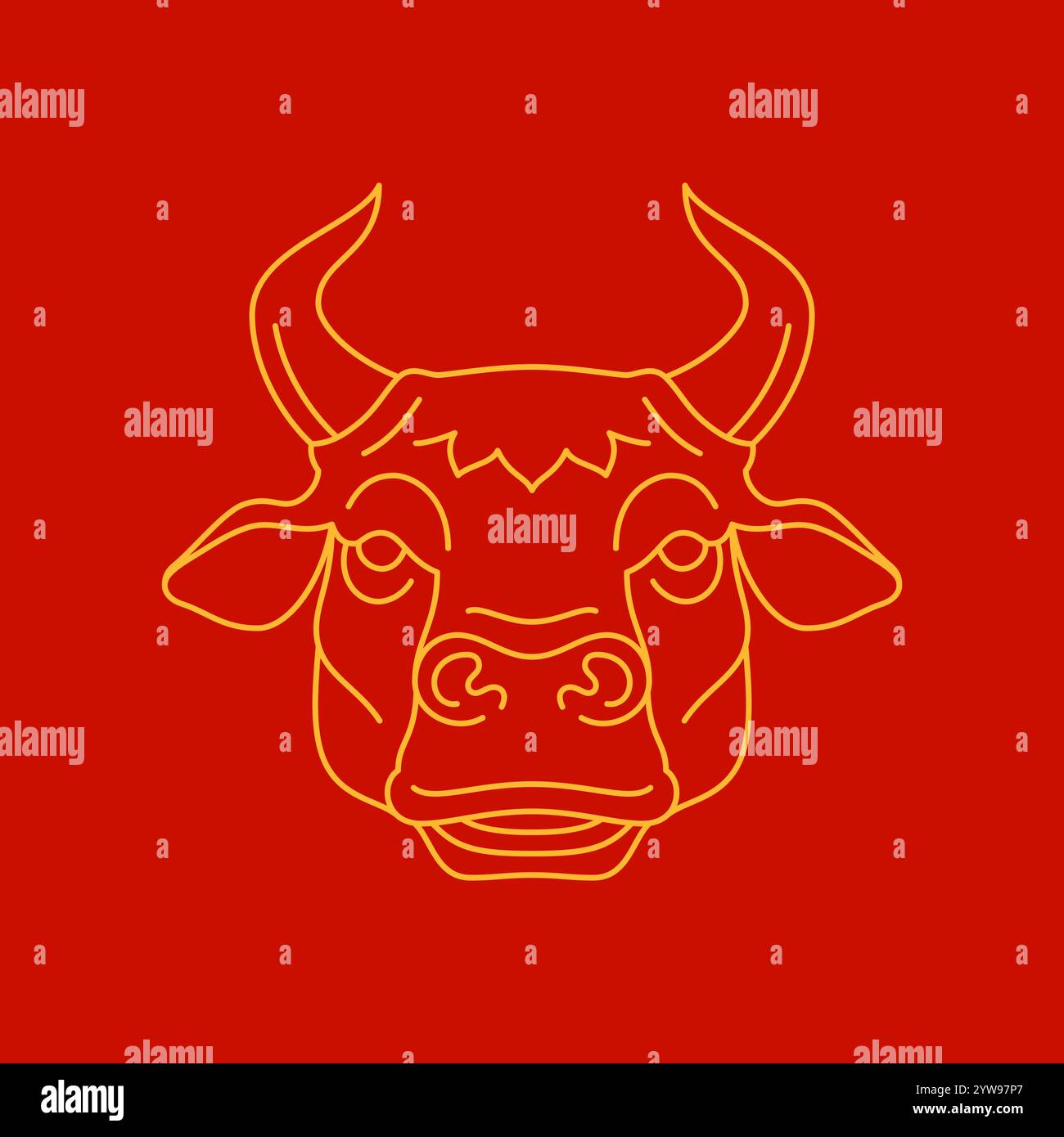 Portrait golden cow Stock Vector Images - Alamy