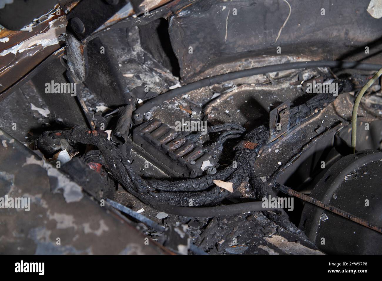 The 'Minder' TV show Ford Capri after it caught fire, caused by an ...