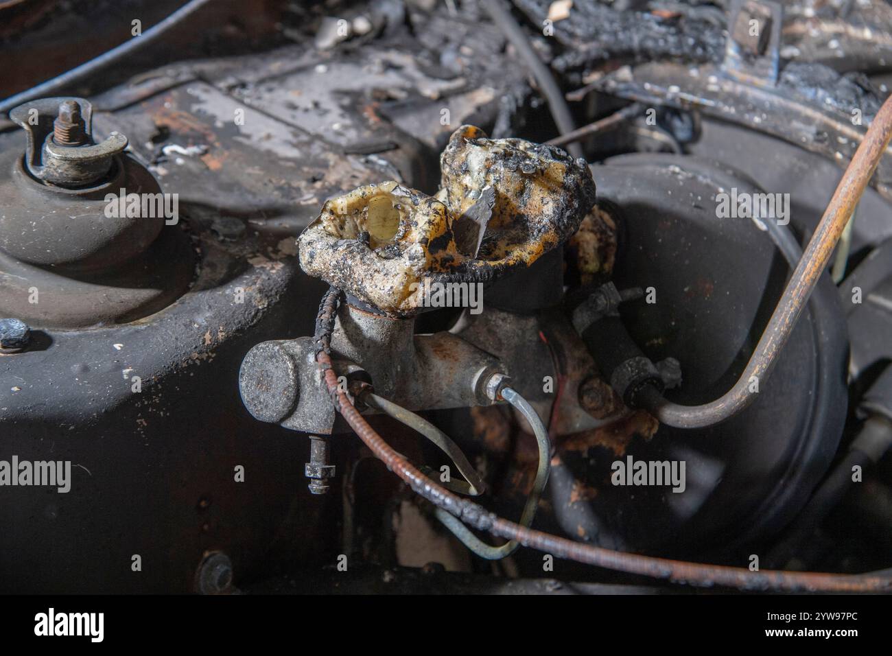 The 'Minder' TV show Ford Capri after it caught fire, caused by an ...