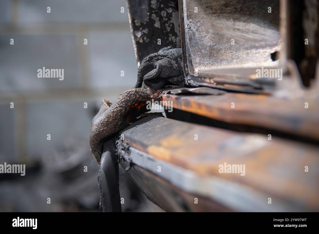 The 'Minder' TV show Ford Capri after it caught fire, caused by an ...