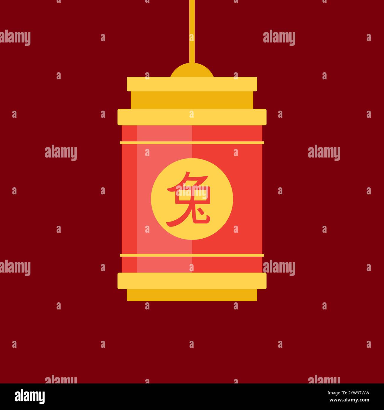Chinese New Year 2023 of rabbit red paper lantern on string cylindrical ...