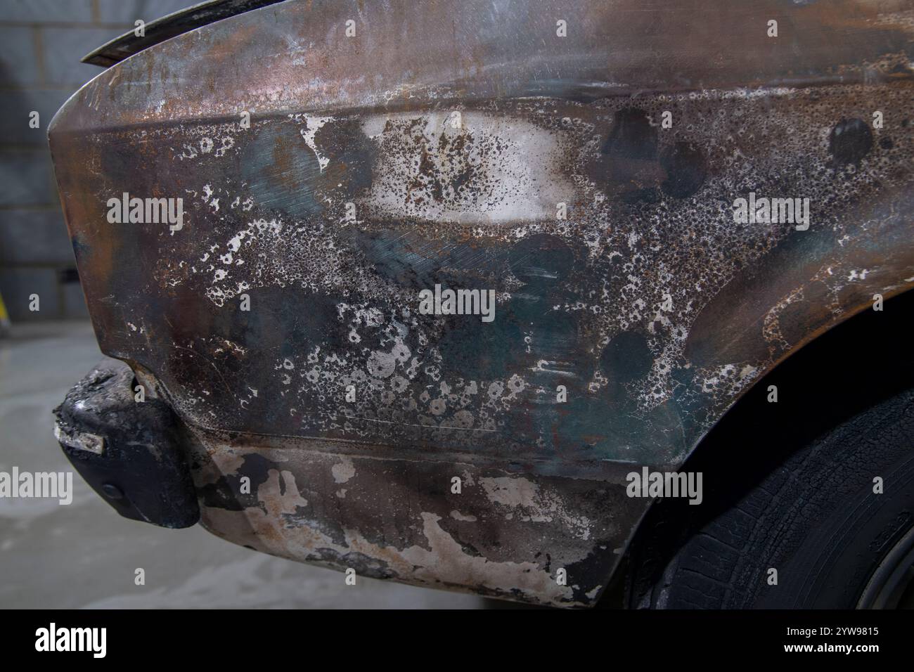 The 'Minder' TV show Ford Capri after it caught fire, caused by an ...