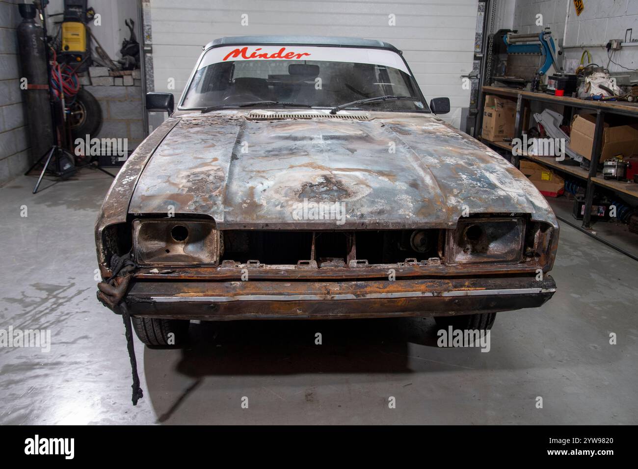 The 'Minder' TV show Ford Capri after it caught fire, caused by an ...