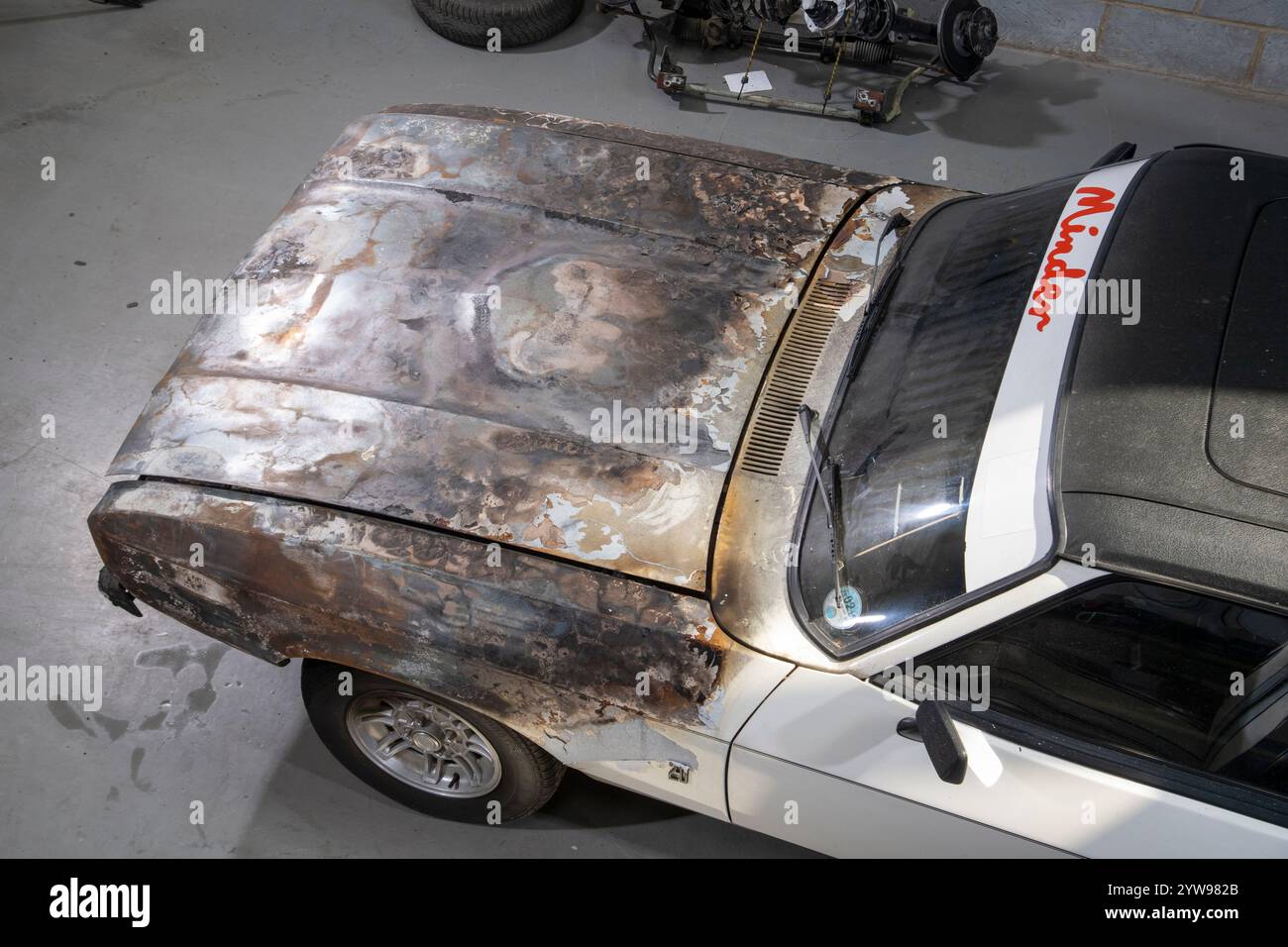 The 'Minder' TV show Ford Capri after it caught fire, caused by an ...