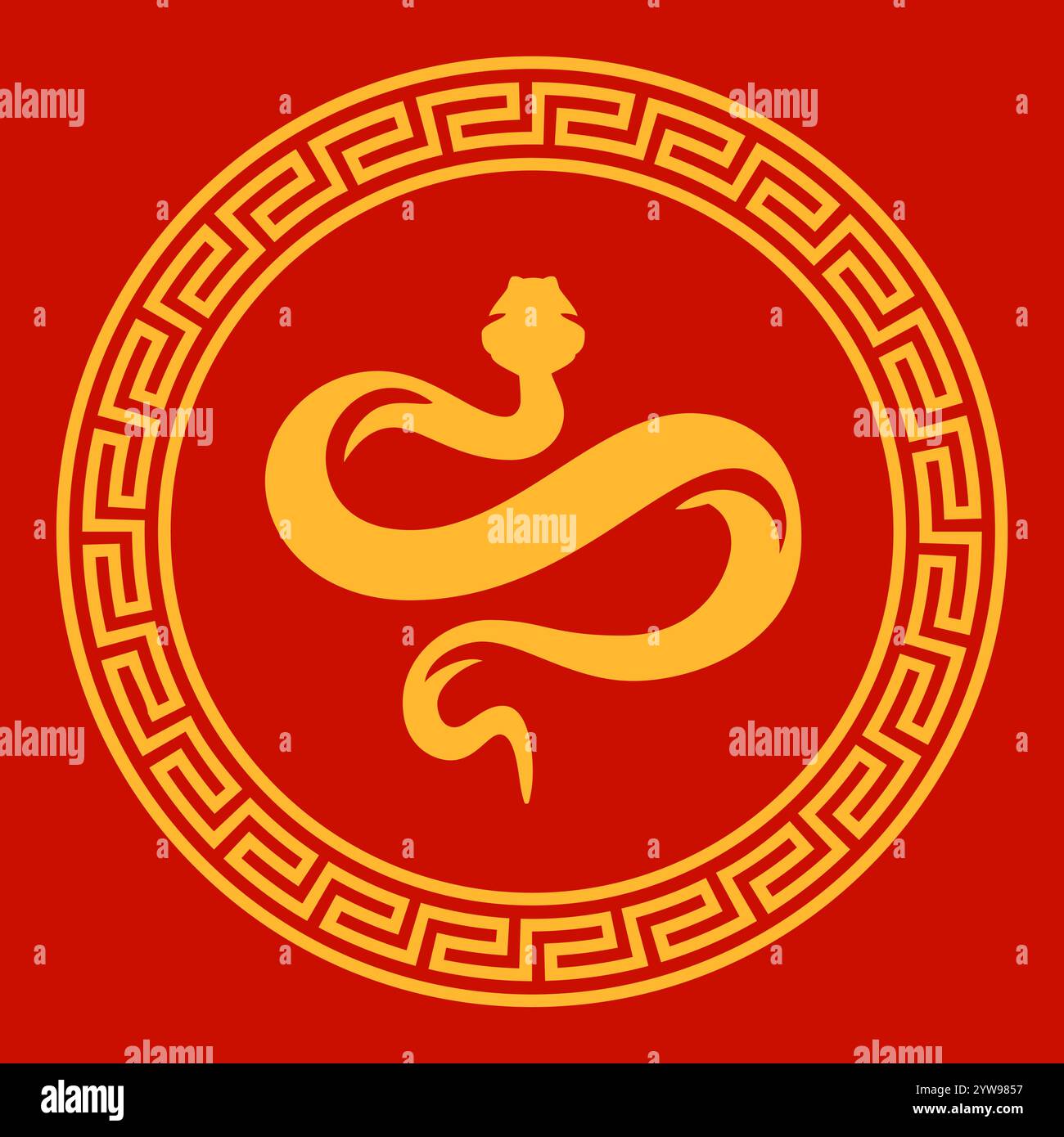 Curved snake golden circle frame Chinese New Year antique ornamental ...