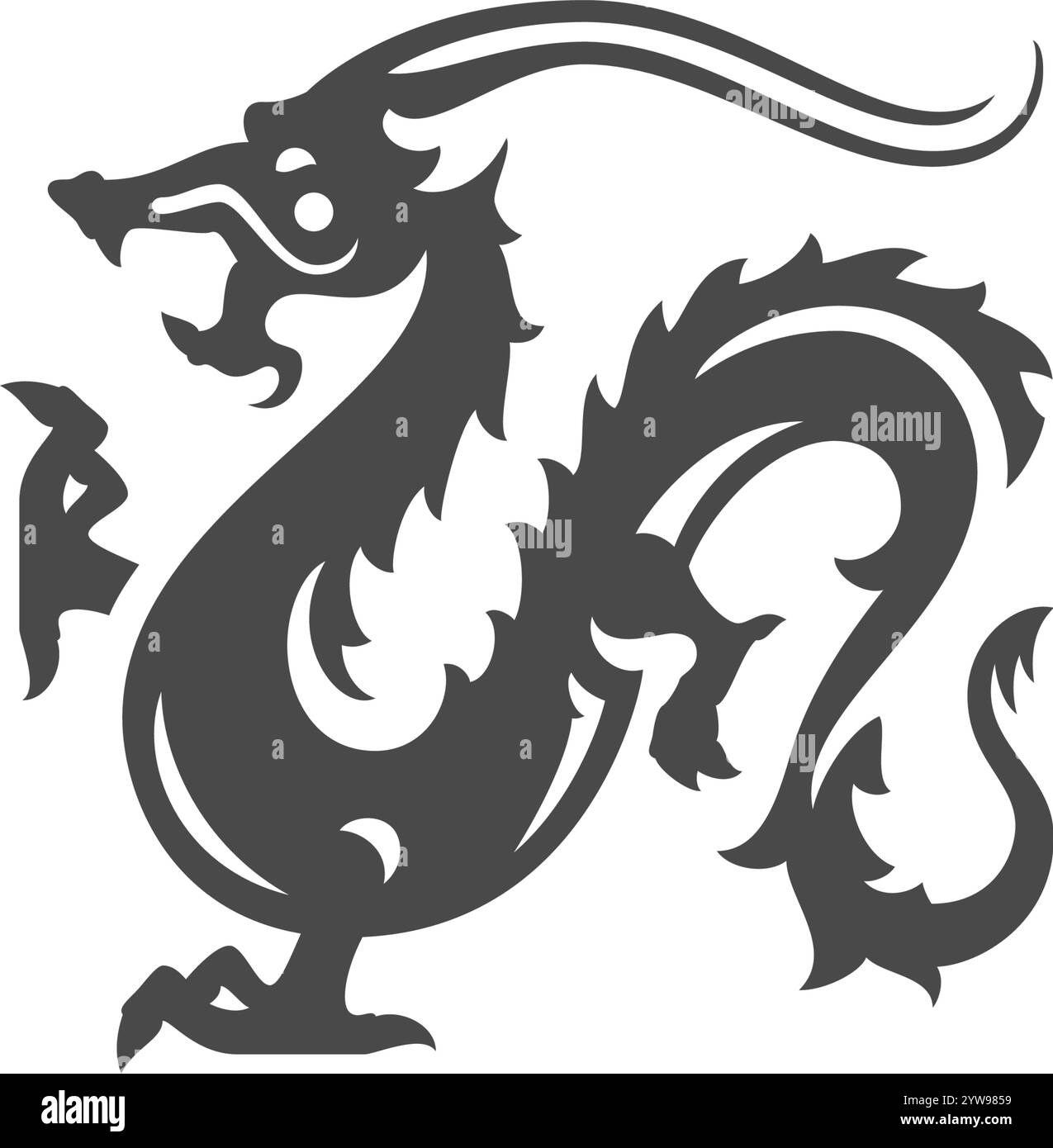 Dragon Asian mythology monster Oriental horoscope prosperity monochrome ...