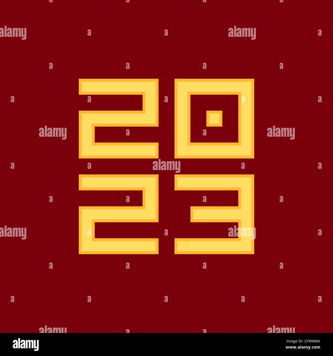 2023 Chinese New Year square geometric font calligraphy calendar number ...