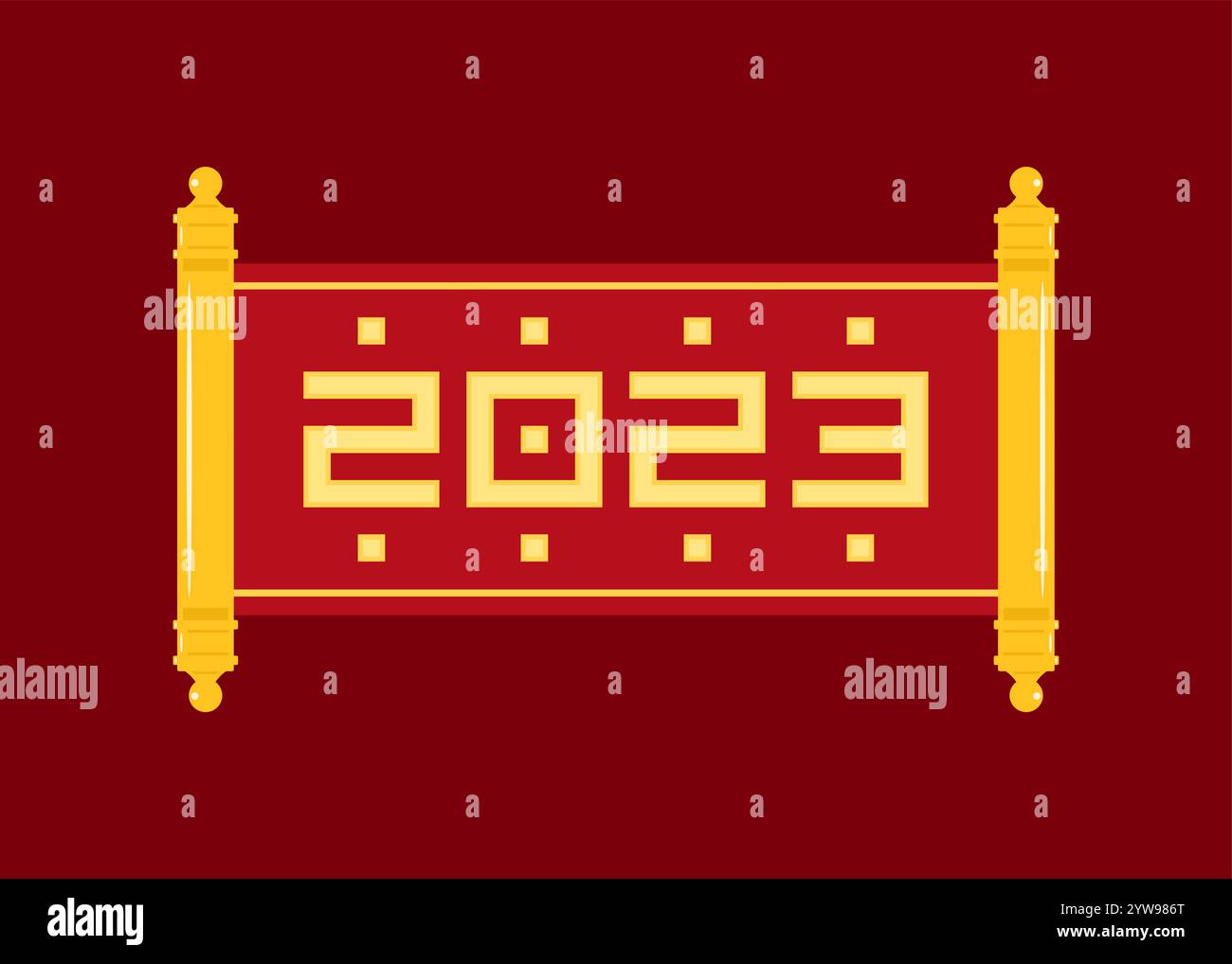 2023 Chinese New Year of rabbit ancient papyrus scroll with handles ...