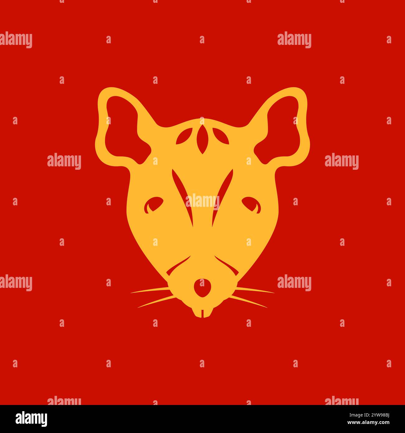 Rat muzzle Chinese New Year astrology prosperity monochrome icon vector ...