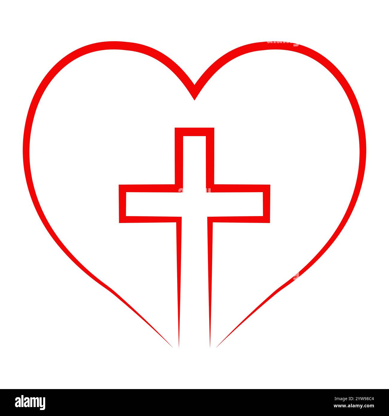 Christian cross inside in heart, Christian symbol love and hope Stock ...