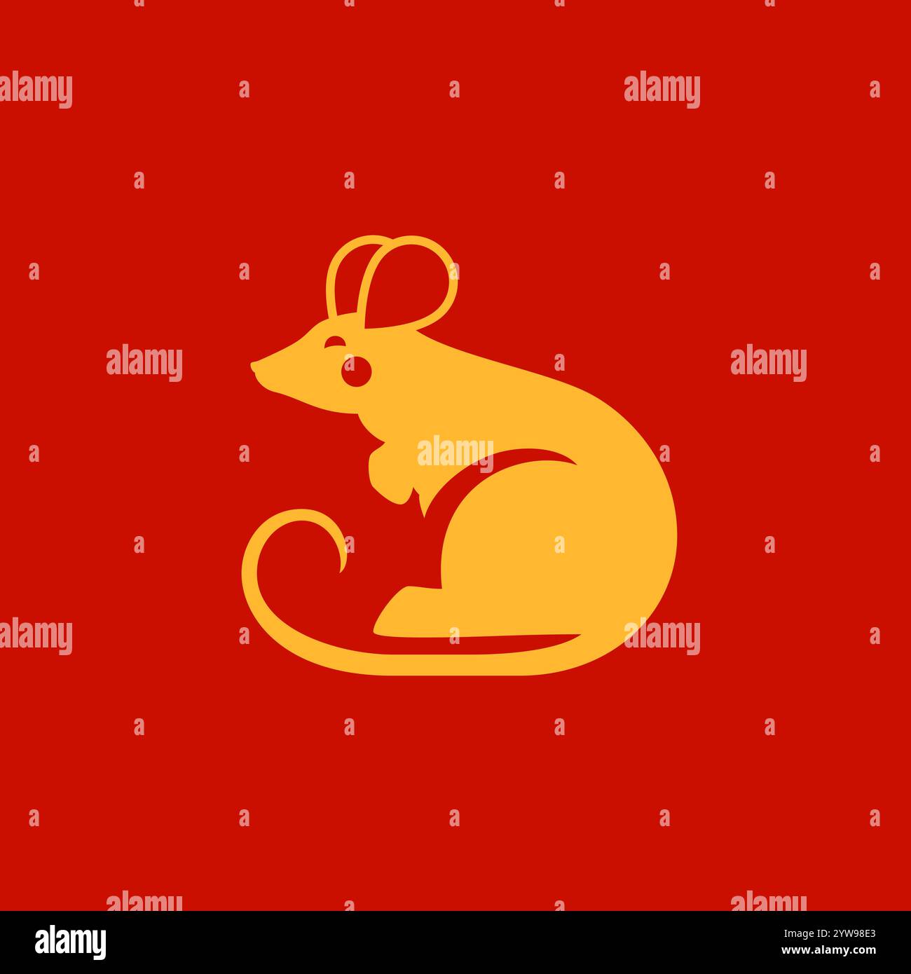 Golden rat astrology Chinese New Year zodiac symbol monochrome icon ...