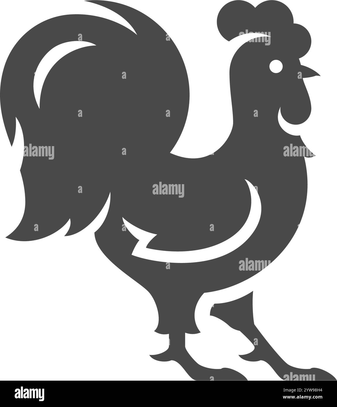 Rooster poultry farm animal feather character standing on paws ...