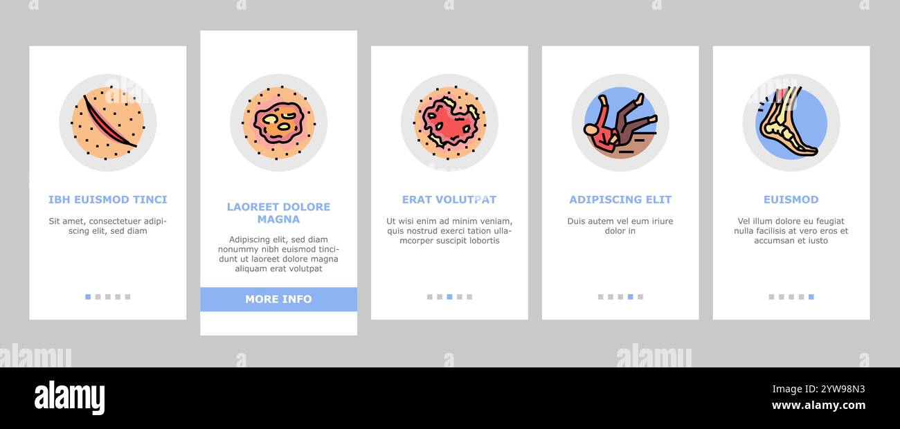 household injury accident human onboarding icons set vector Stock ...