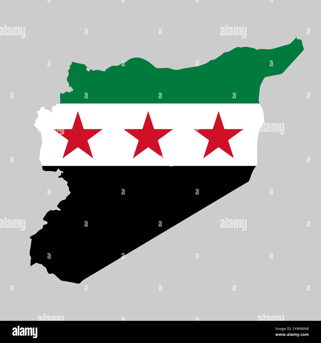 outline of country map on flag Syria, national symbol, red stars Stock ...