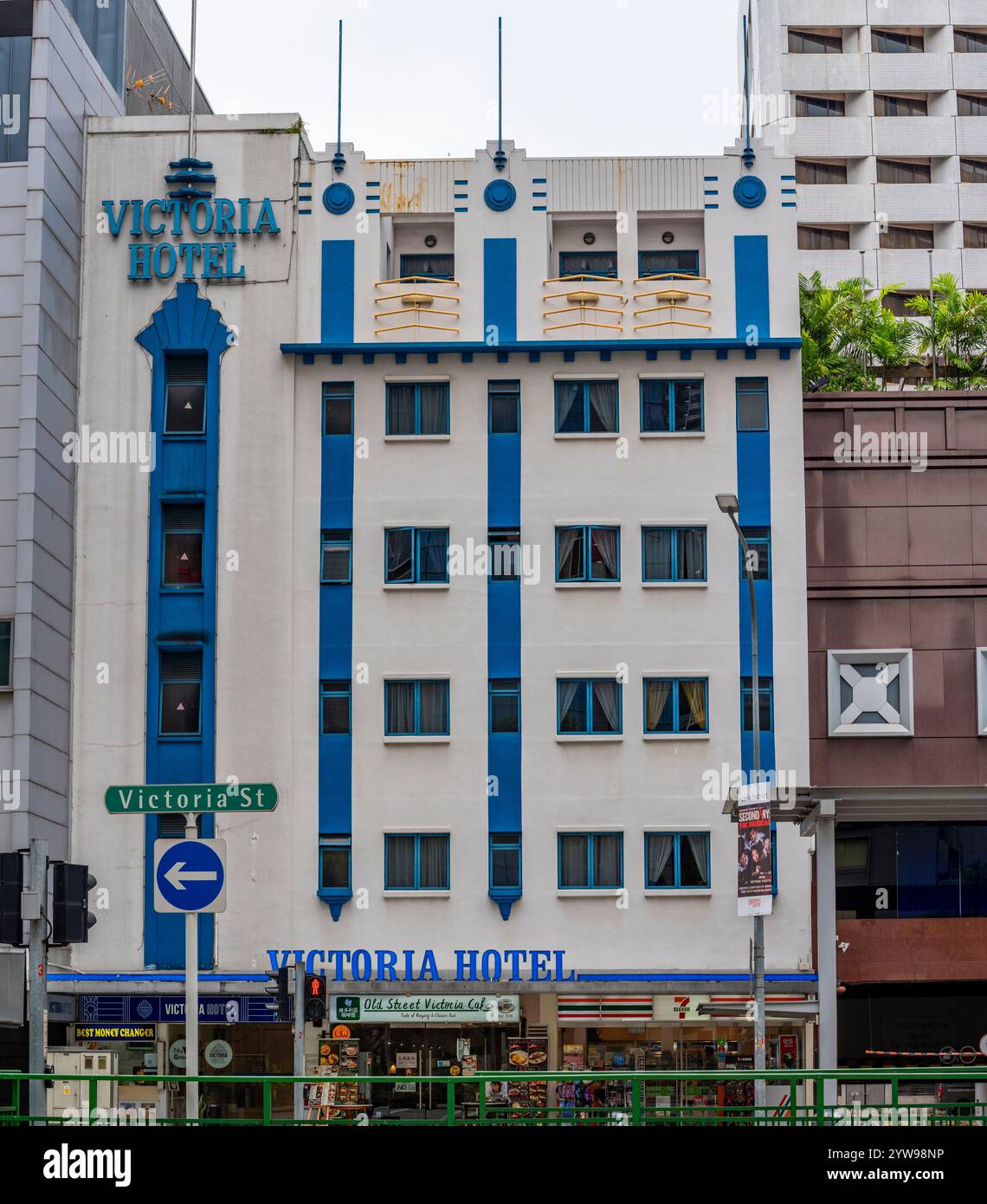 The Victoria Hotel in Victoria Street, Singapore with its Art Deco ...