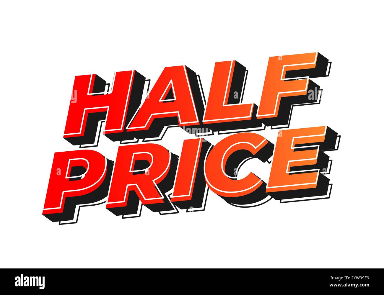 Half price. Text effect design in eye catching colors with three ...