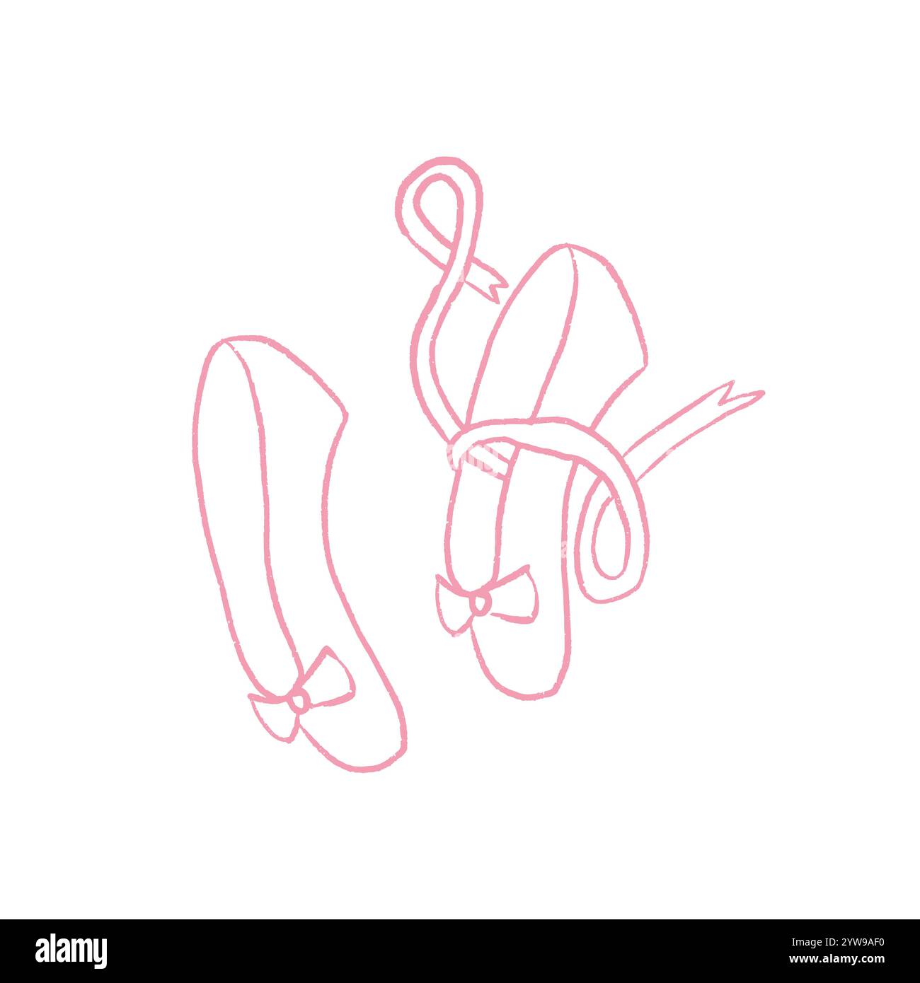 Ballet shoes. Crayon pointe slippers with bow. Vector minimal ...