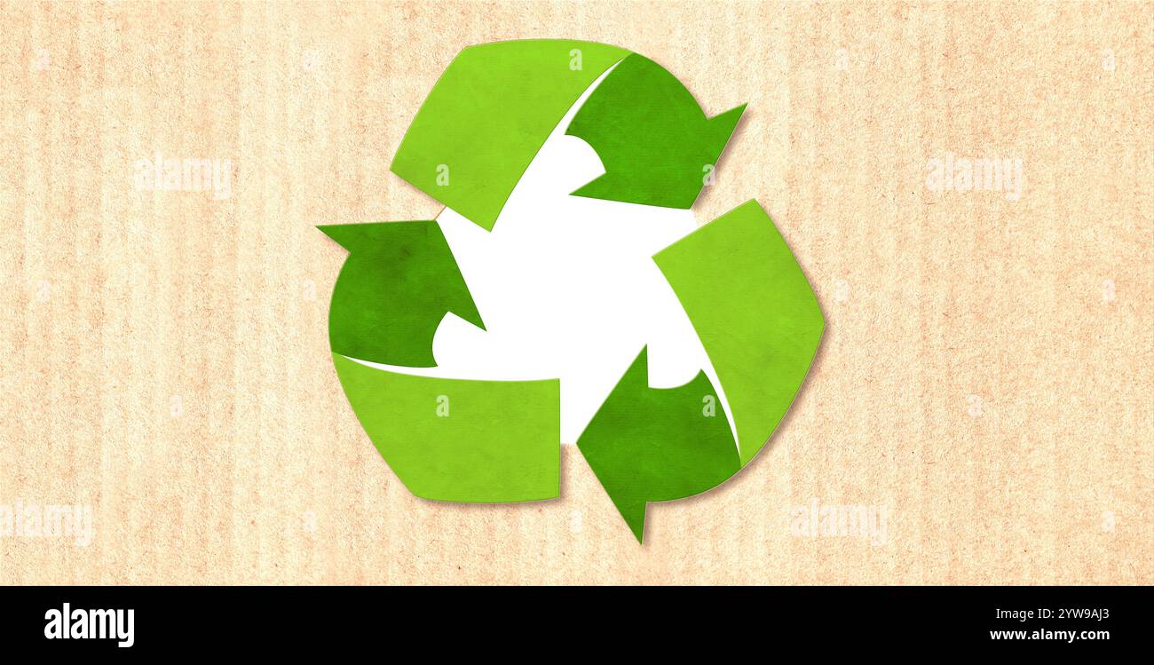 Horizontal banner with arrows recycle symbol from recycled paper ...