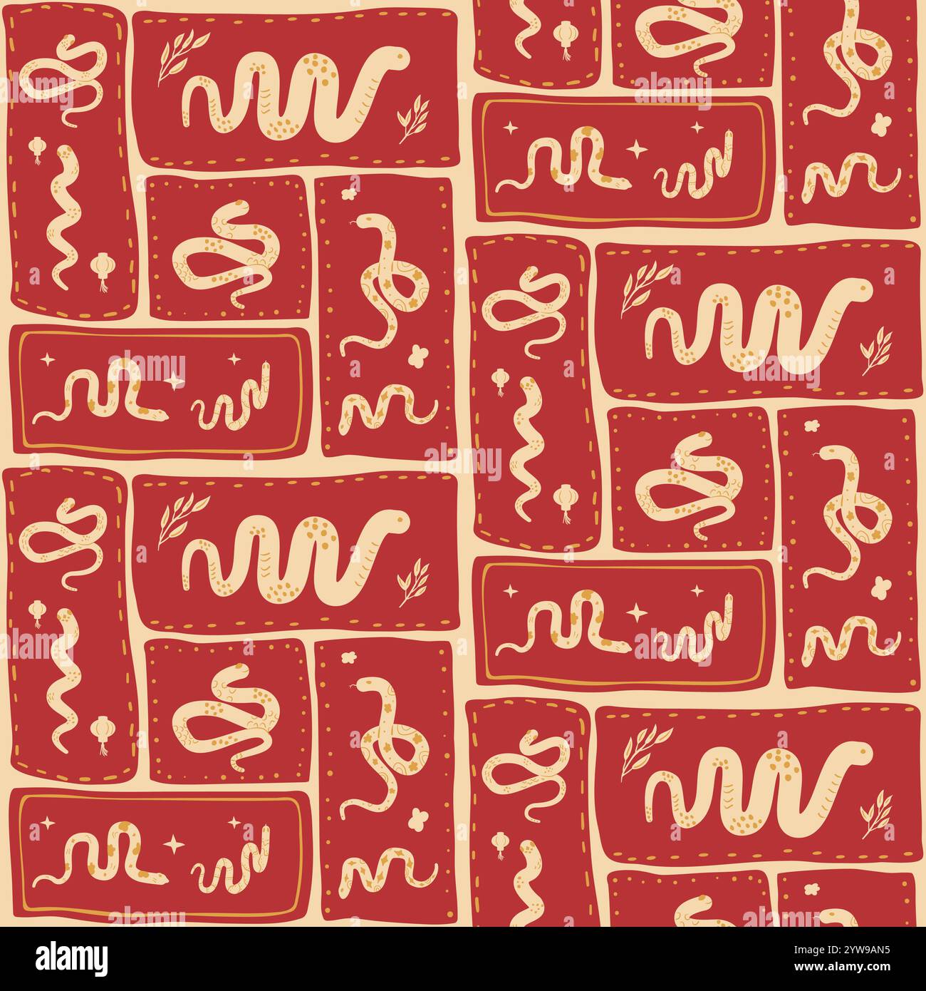 Chinese New Year seamless pattern. Snakes bento grid endless background ...
