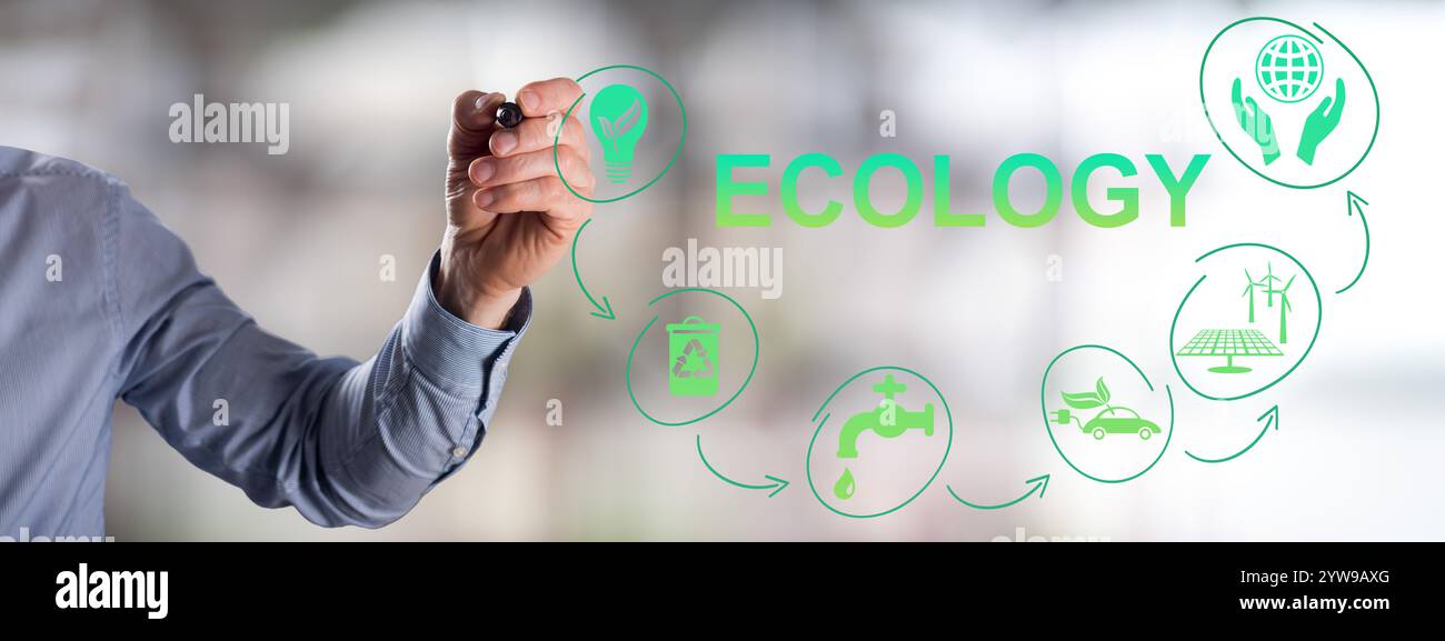 Man drawing an ecology concept Stock Photo - Alamy