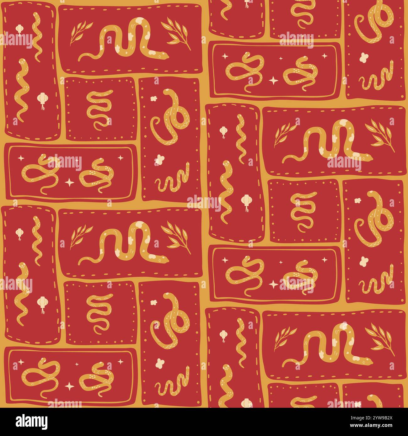 Chinese New Year seamless pattern. Zodiac snakes bento grid endless ...