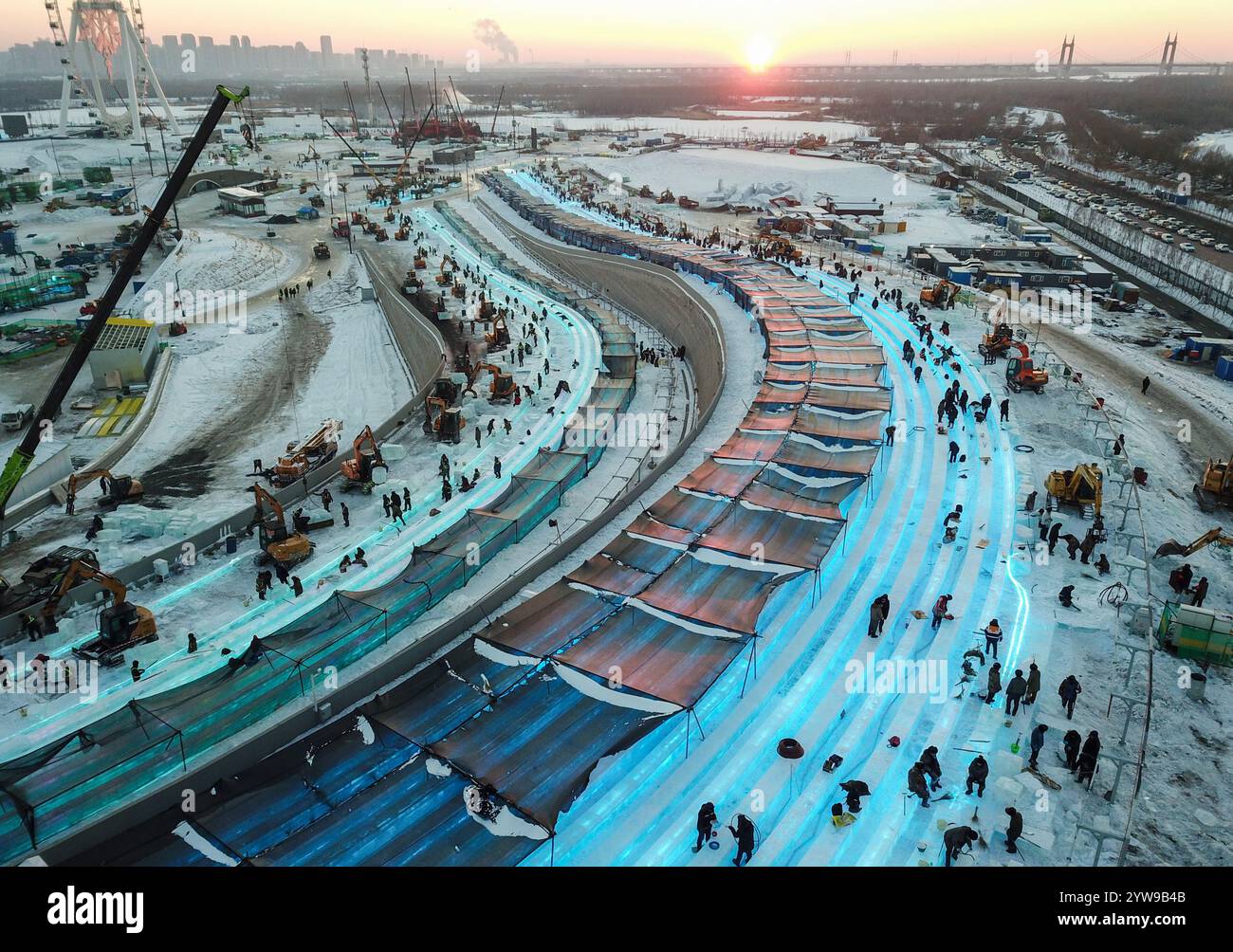 Harbin. 8th Dec, 2024. An aerial drone photo taken on Dec. 8, 2024 ...