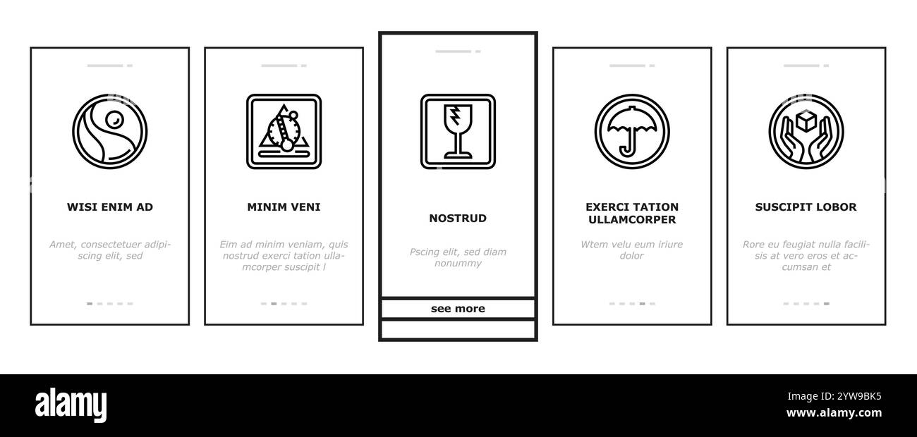 product caution label warning onboarding icons set vector Stock Vector ...