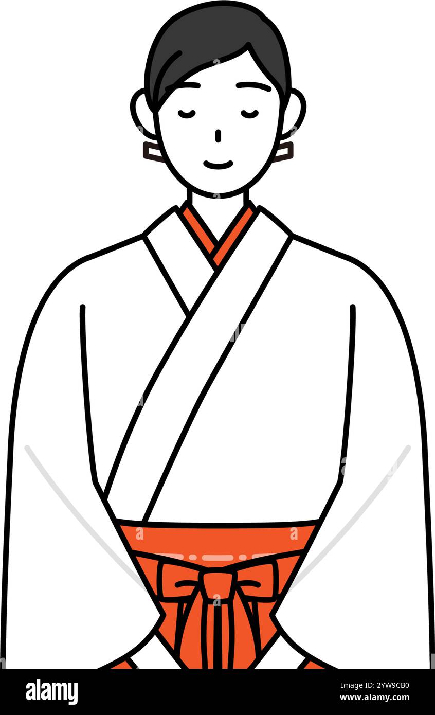 Shrine Maiden Of The Shrine, wearing White kosode and Red Hakama, with ...